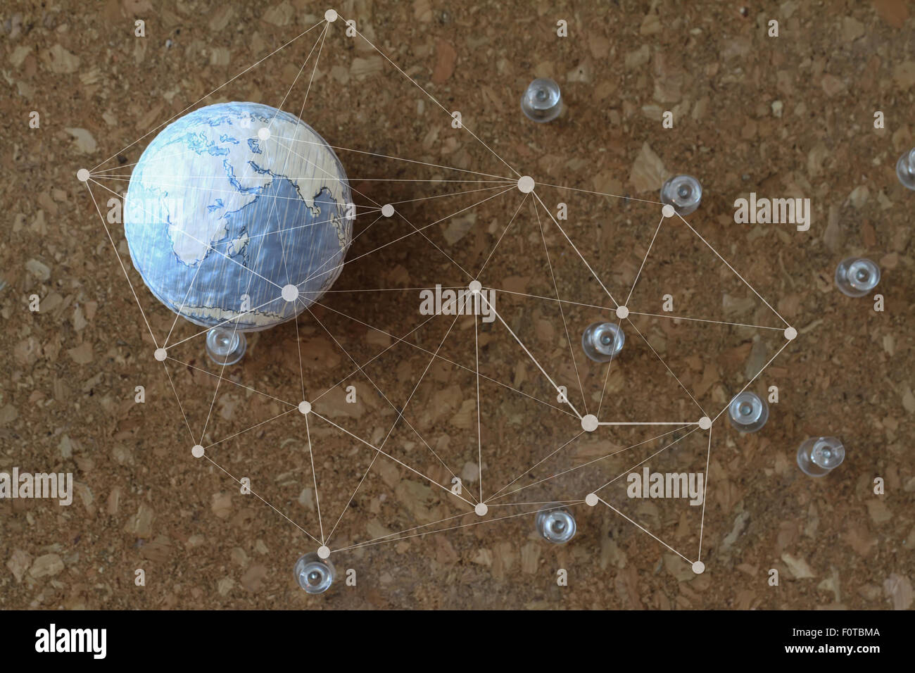 close up of pin and hand drawn business strategy graph chart on sticky ...