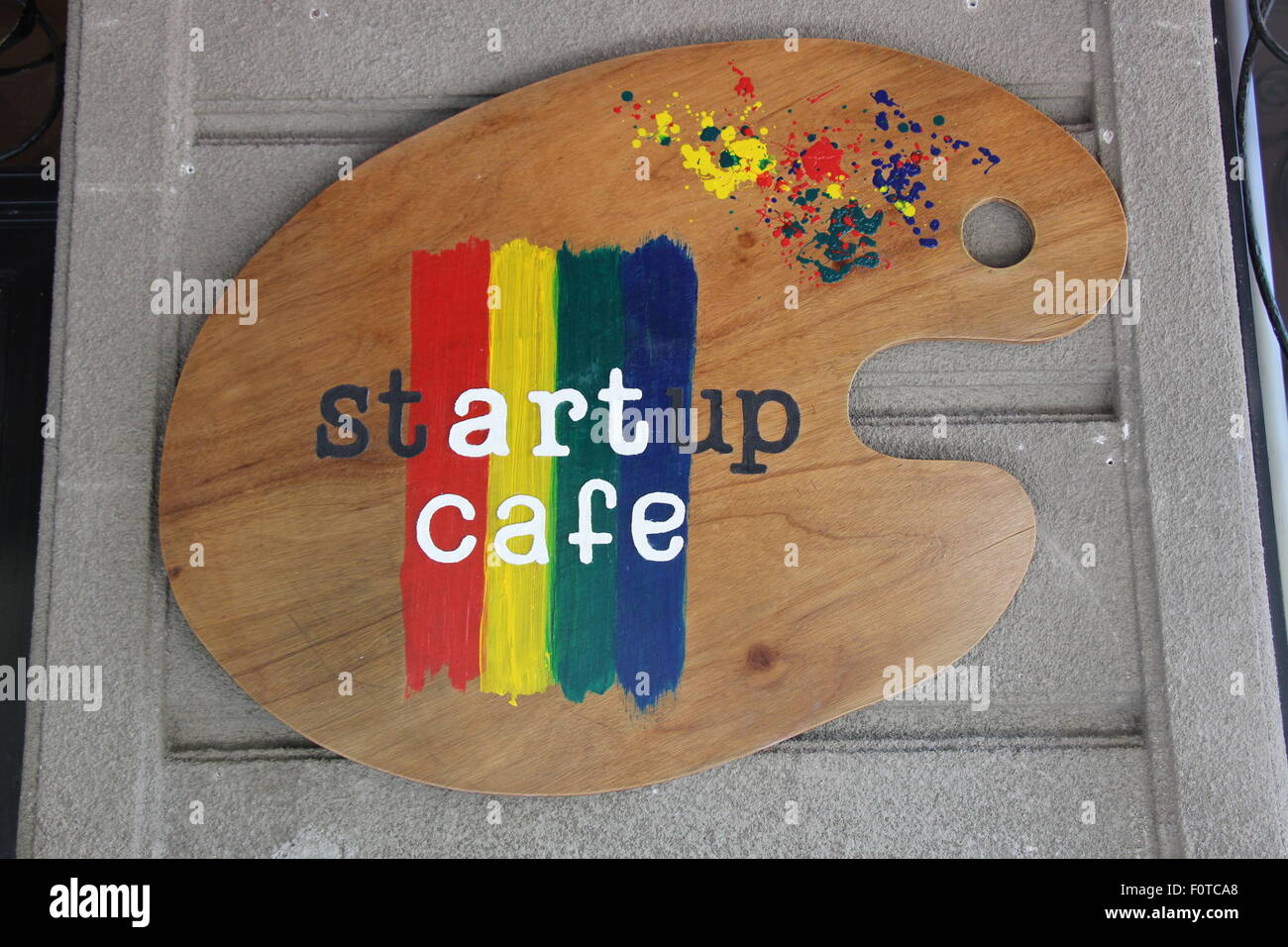 One of the modern cafe signs in Tbilisi, Georgia Stock Photo - Alamy