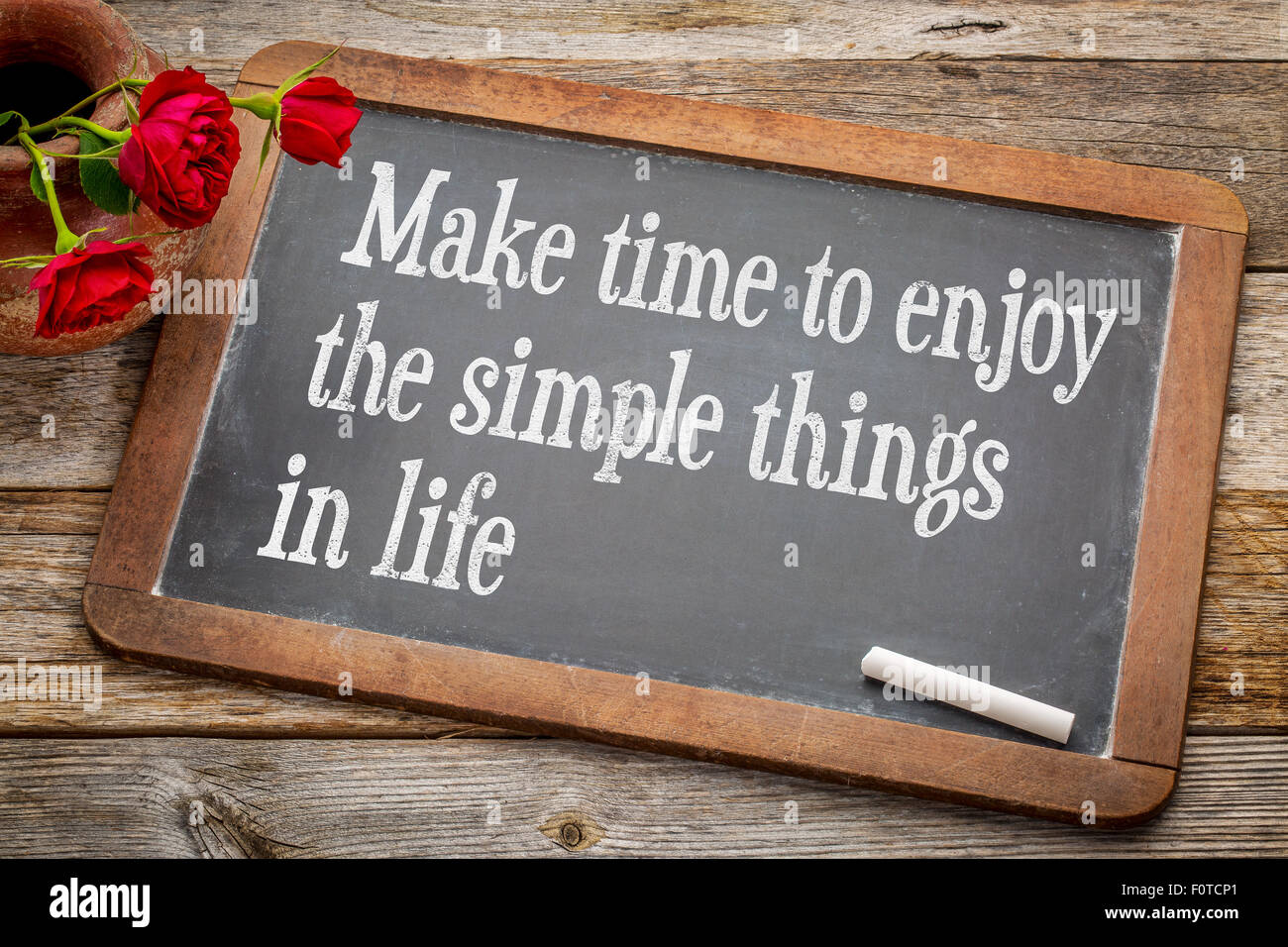 Make time to enjoy the simple things inspirational advice - white chalk ...