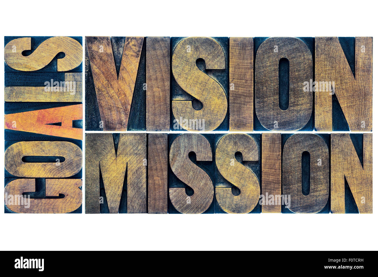 goals, vision and mission typography abstract - a collage of isolated ...