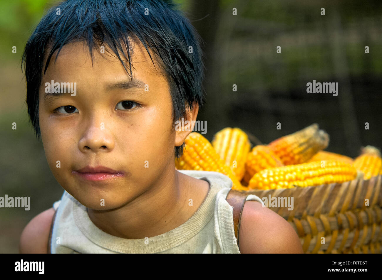 portrait of hmong boy alongside mekong river in laos Stock Photo - Alamy