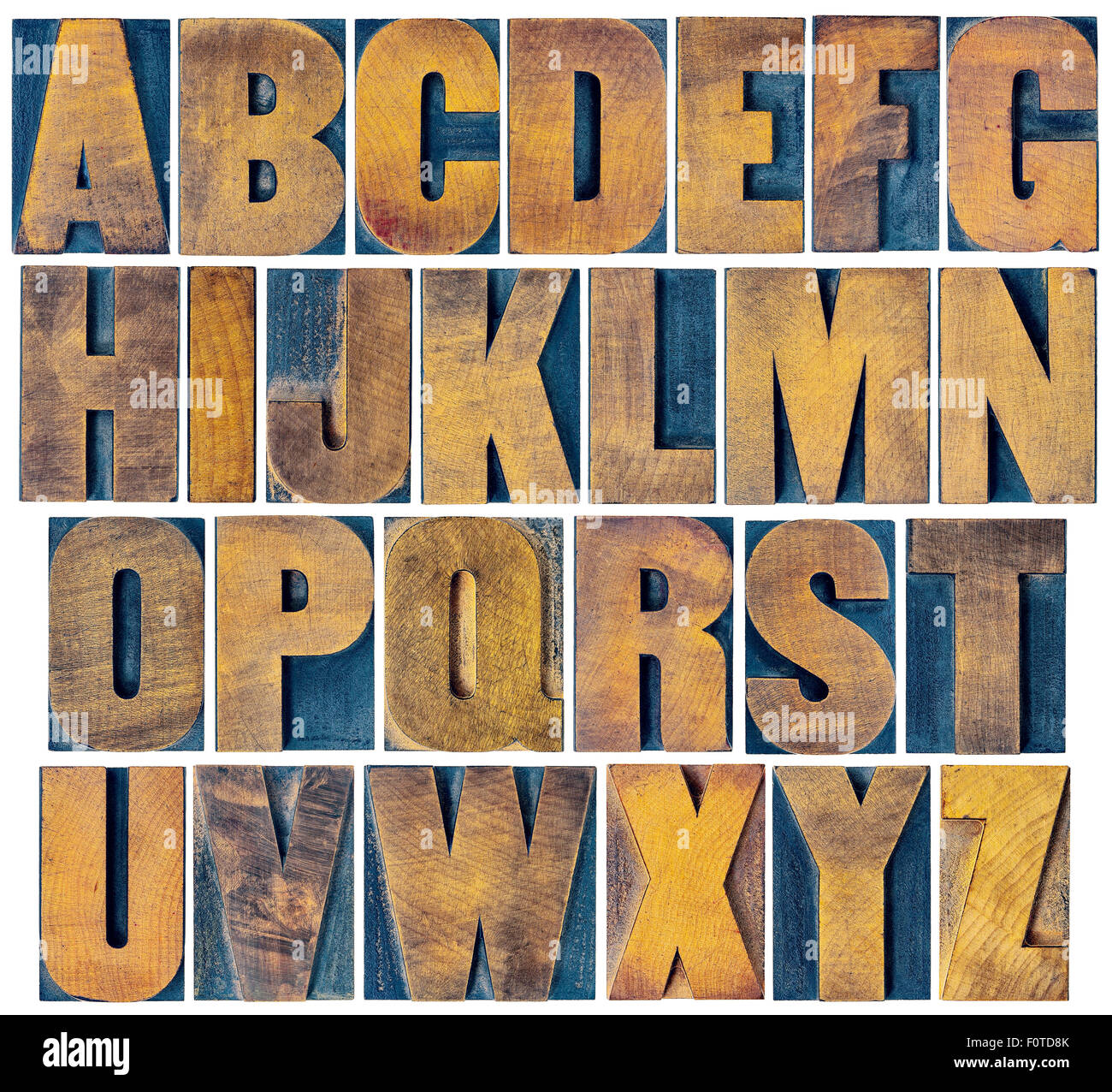 complete English alphabet - collage of 26 isolated vintage wood ...
