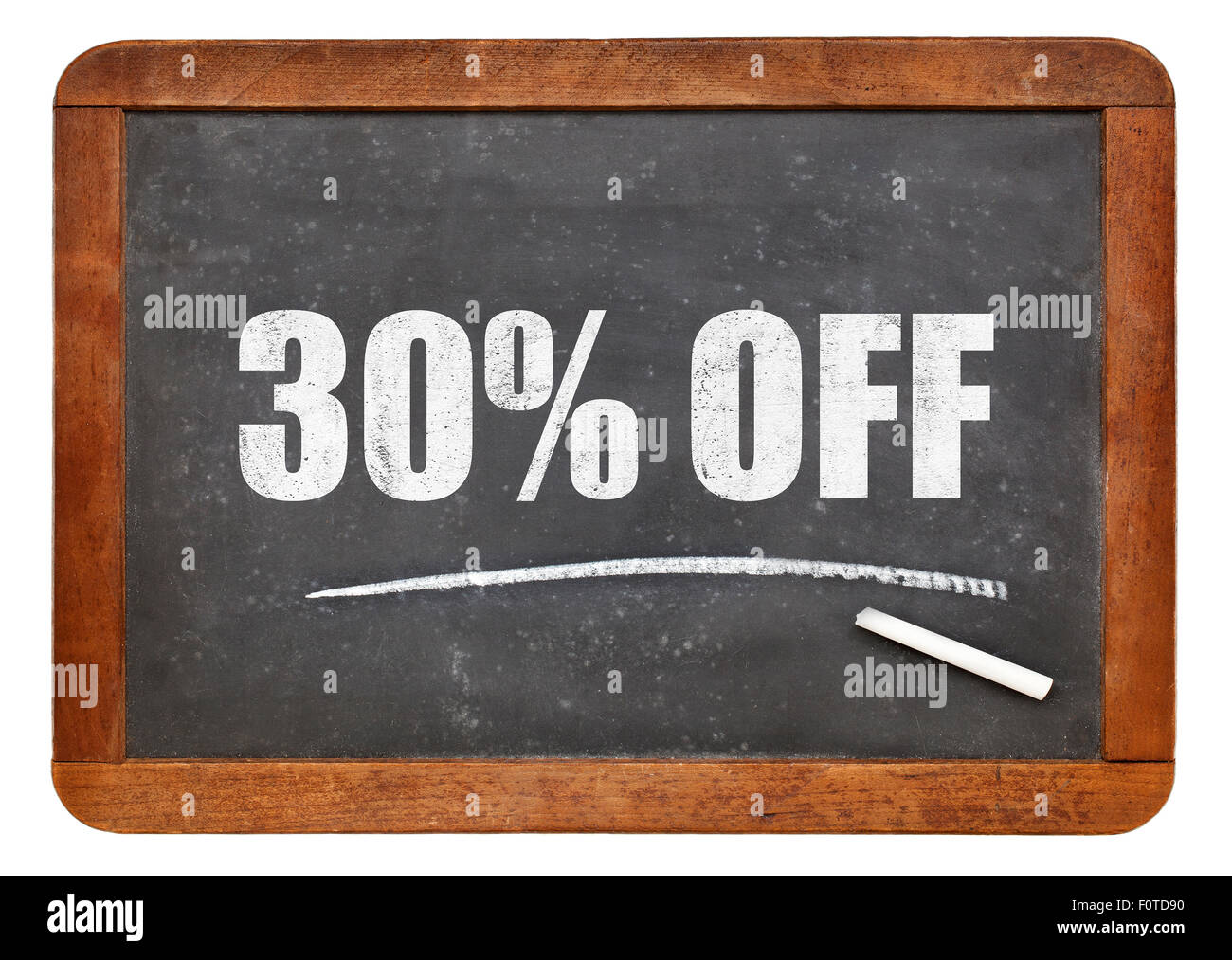 thirty percent off - discount sign - white chalk text on an isolated ...