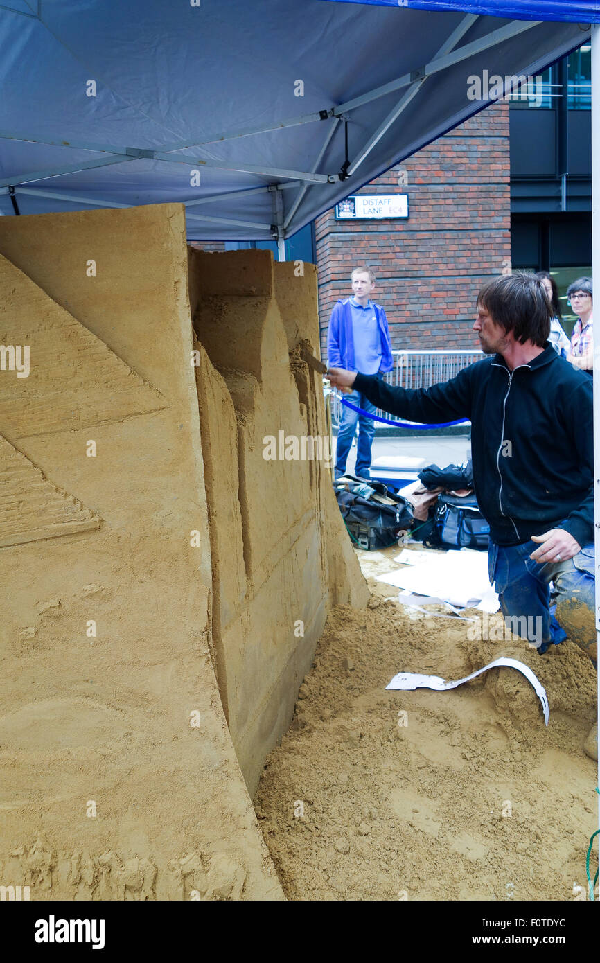 Sand Sculptures Calving Famous Landmarks High Resolution Stock ...