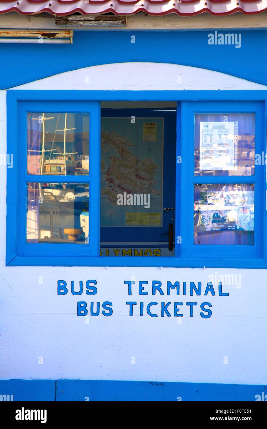 Bus Terminal, Kalymnos, Dodecanese, Greek Islands, Greece, Europe Stock ...