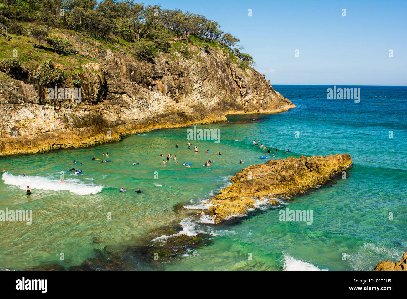 Holiday beach-goers, North Gorge, Main Beach, North Stradbroke Island ...