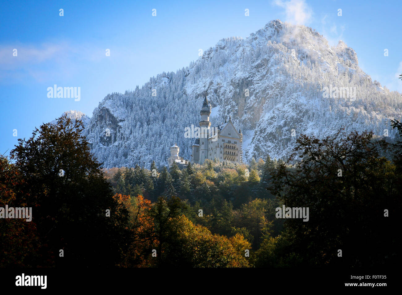 Neuschwanstein Castle in Baviera, Germany. Autumn Time Stock Photo - Alamy