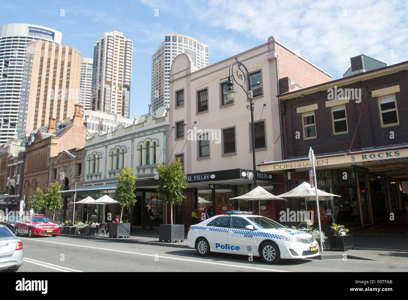 The historic Rocks area of Sydney city centre along George street ...