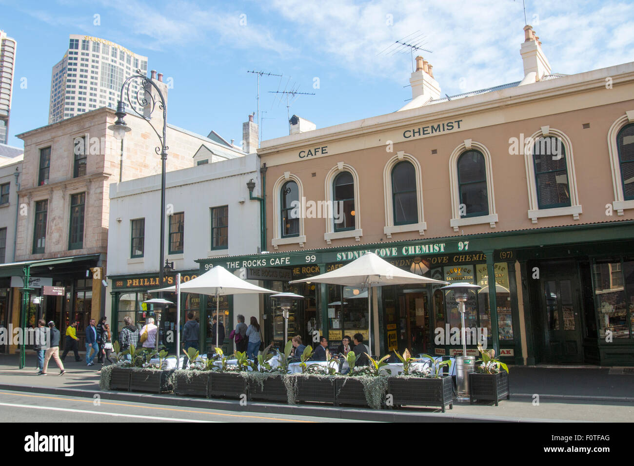 The historic Rocks area of Sydney city centre along George street ...