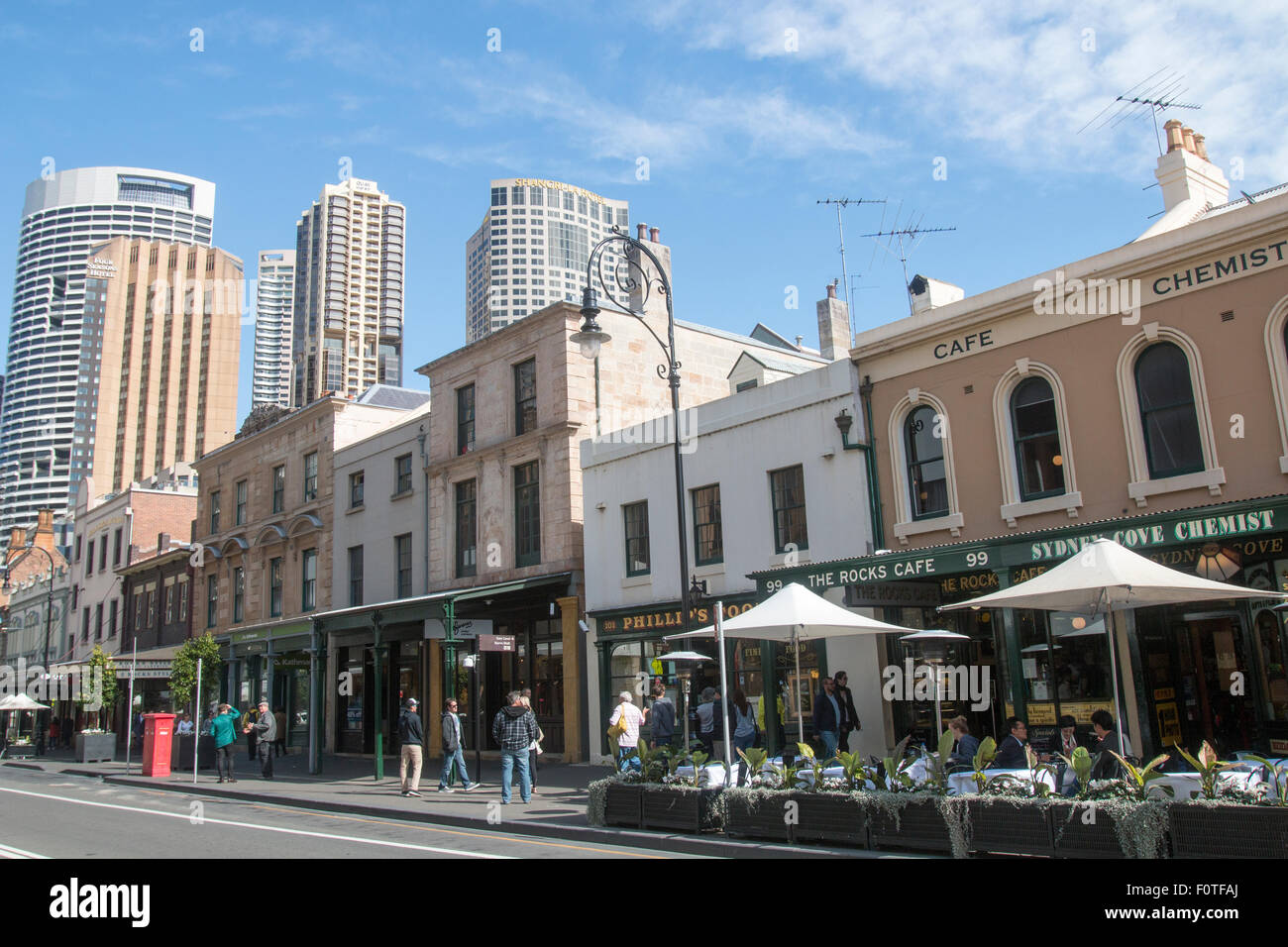 The historic Rocks area of Sydney city centre along George street ...
