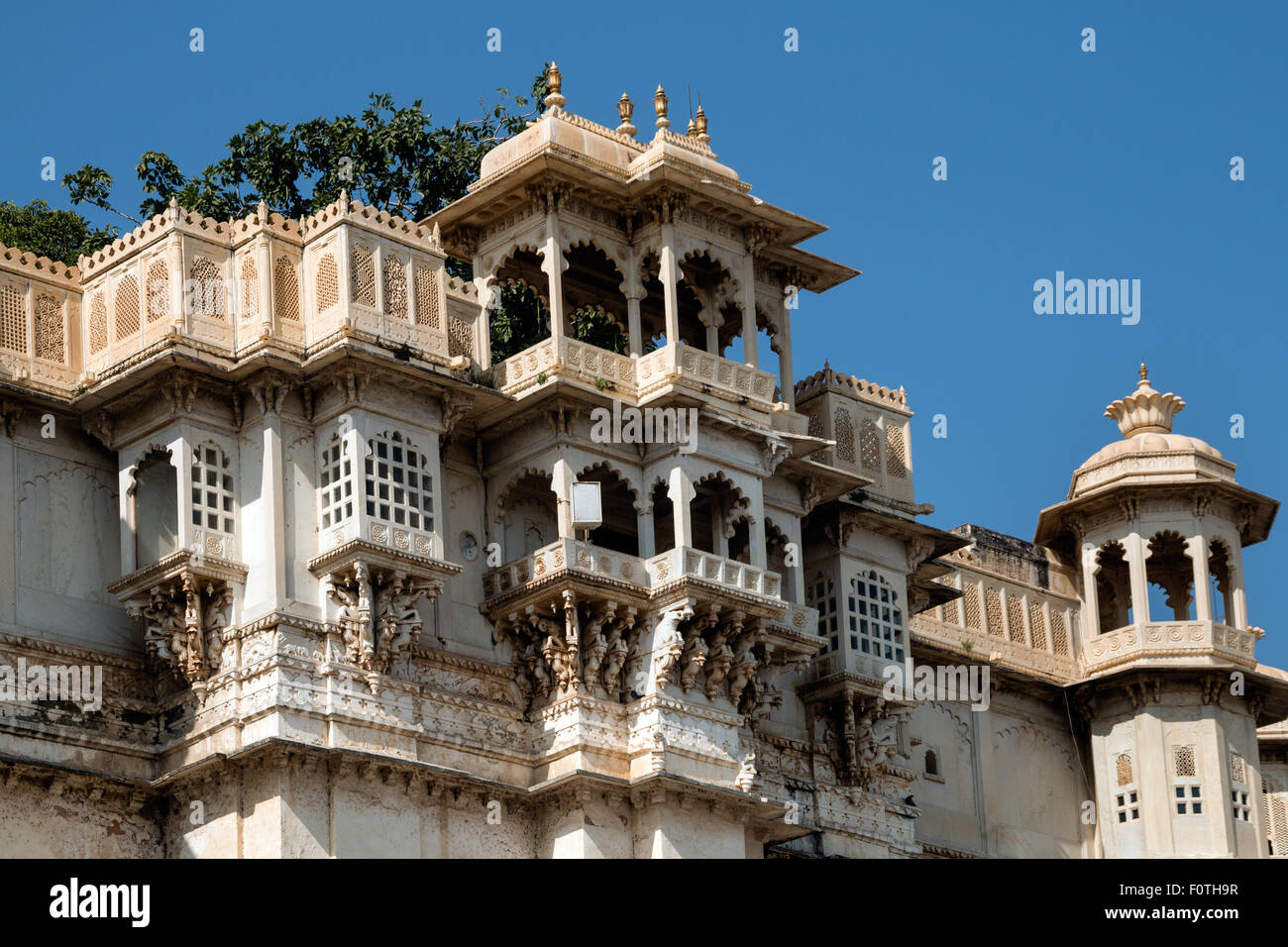 Detail of the exterior facade, facade of the city palace, Maharaja ...