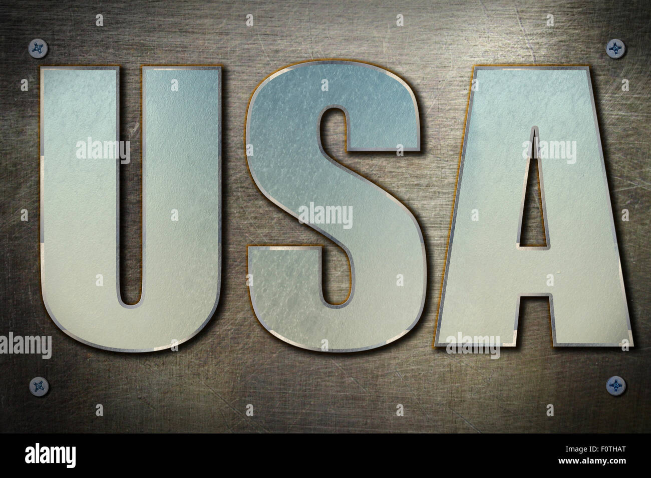 USA flag sign on steel background texture Stock Photo - Alamy
