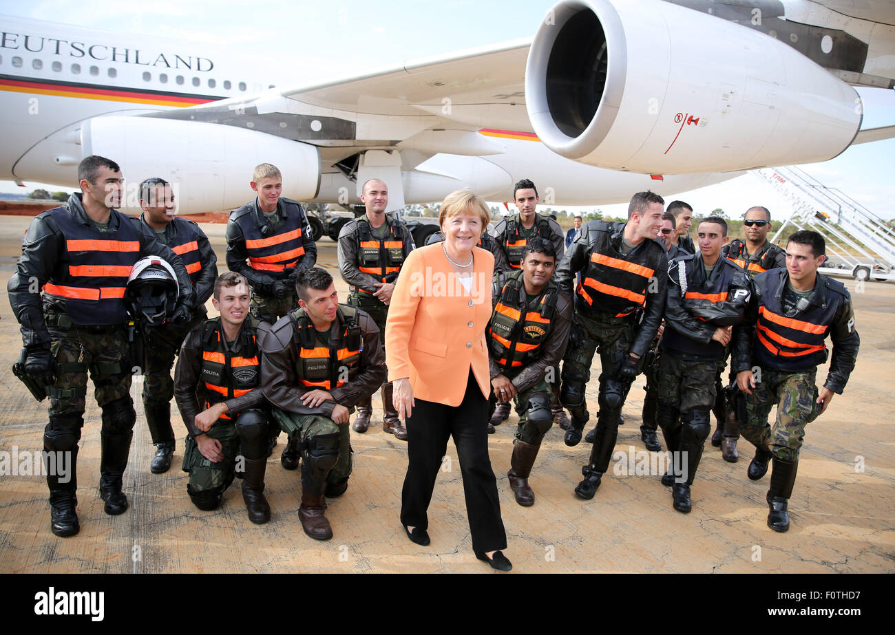 Brasilia, Brazil. 20th Aug, 2015. German Chancellor Angela Merkel poses ...