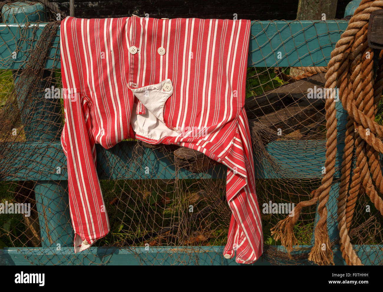 Traditional smock hanging out to dry, at the Enkhuizen Zuiderzeemuseum ...