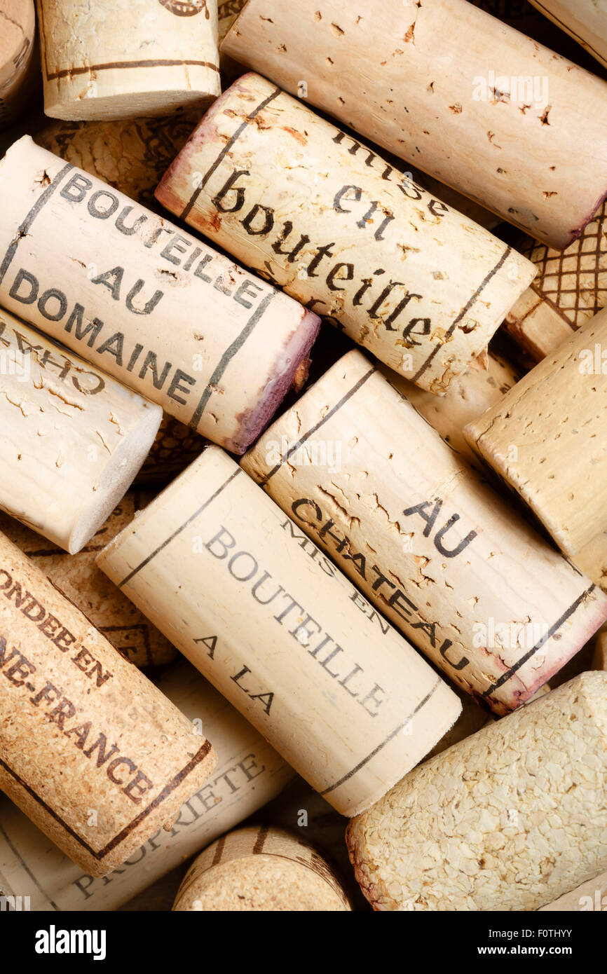 Selection of used wine corks in a pile, ideal for a background Stock ...
