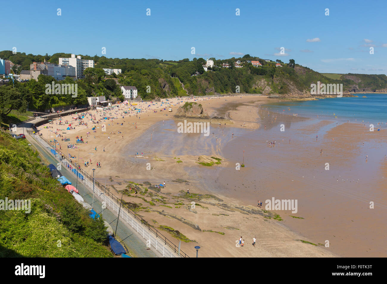 Tenby north beach and coast Pembrokeshire Wales historic Welsh town ...