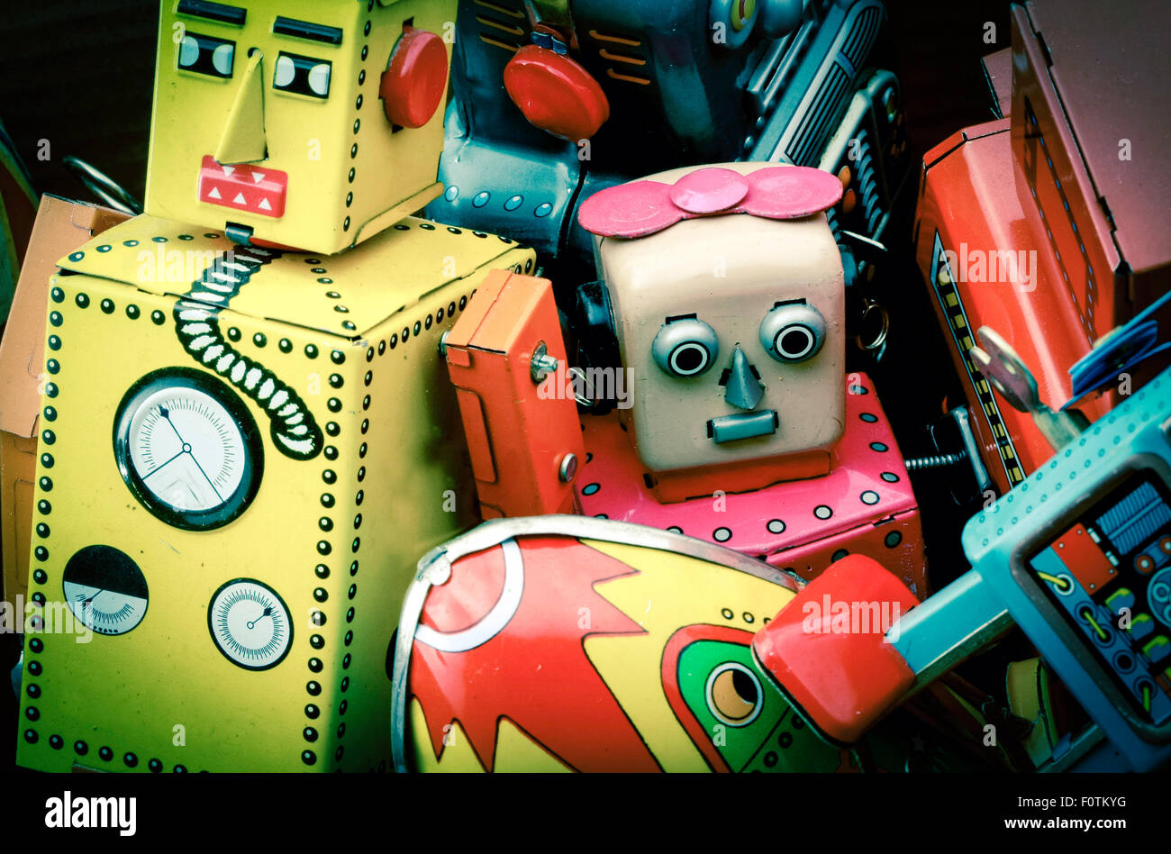 robot toys in a box Stock Photo - Alamy