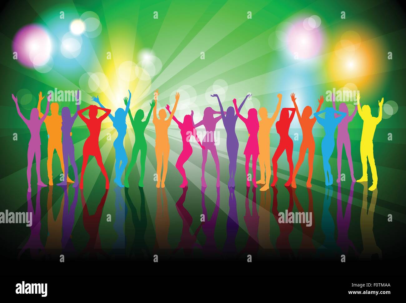 Dancing Colorful People Silhouettes Girls Dance Banner Stock Vector ...