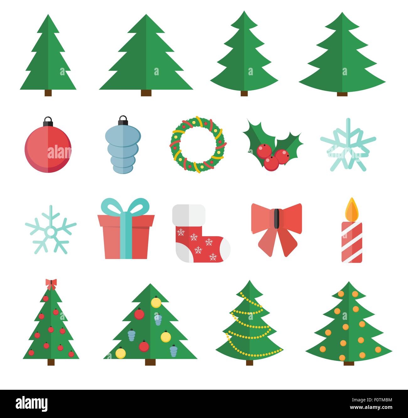 Christmas Flat Icon Set Vector Illustration Stock Vector Image & Art ...