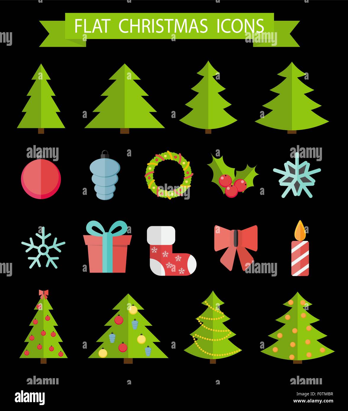 Christmas Flat Icon Set Vector Illustration Stock Vector Image & Art ...