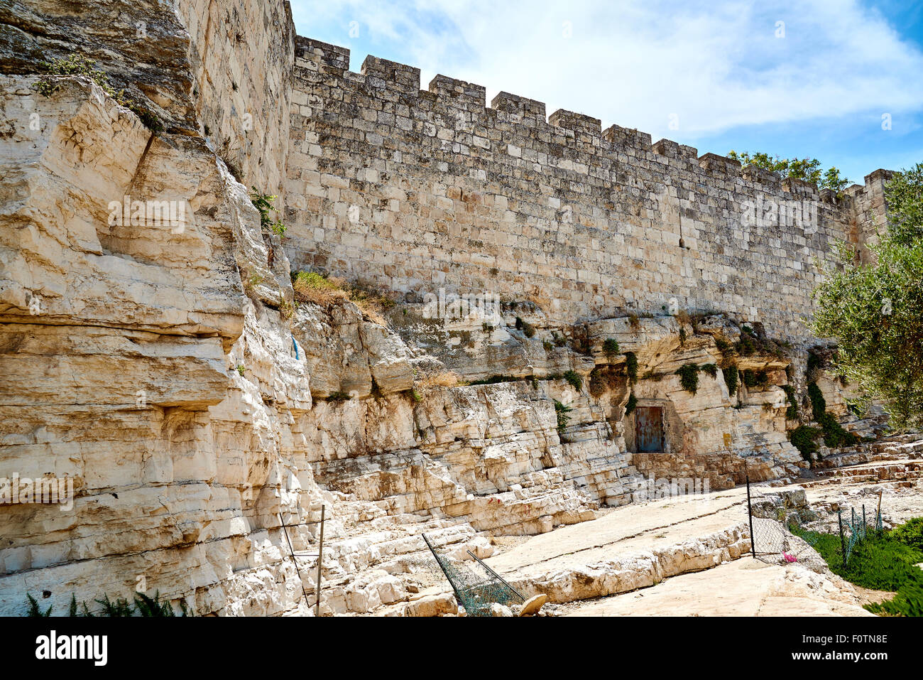 The wall of the old city of Jerusalem, built in the 16th century Stock ...