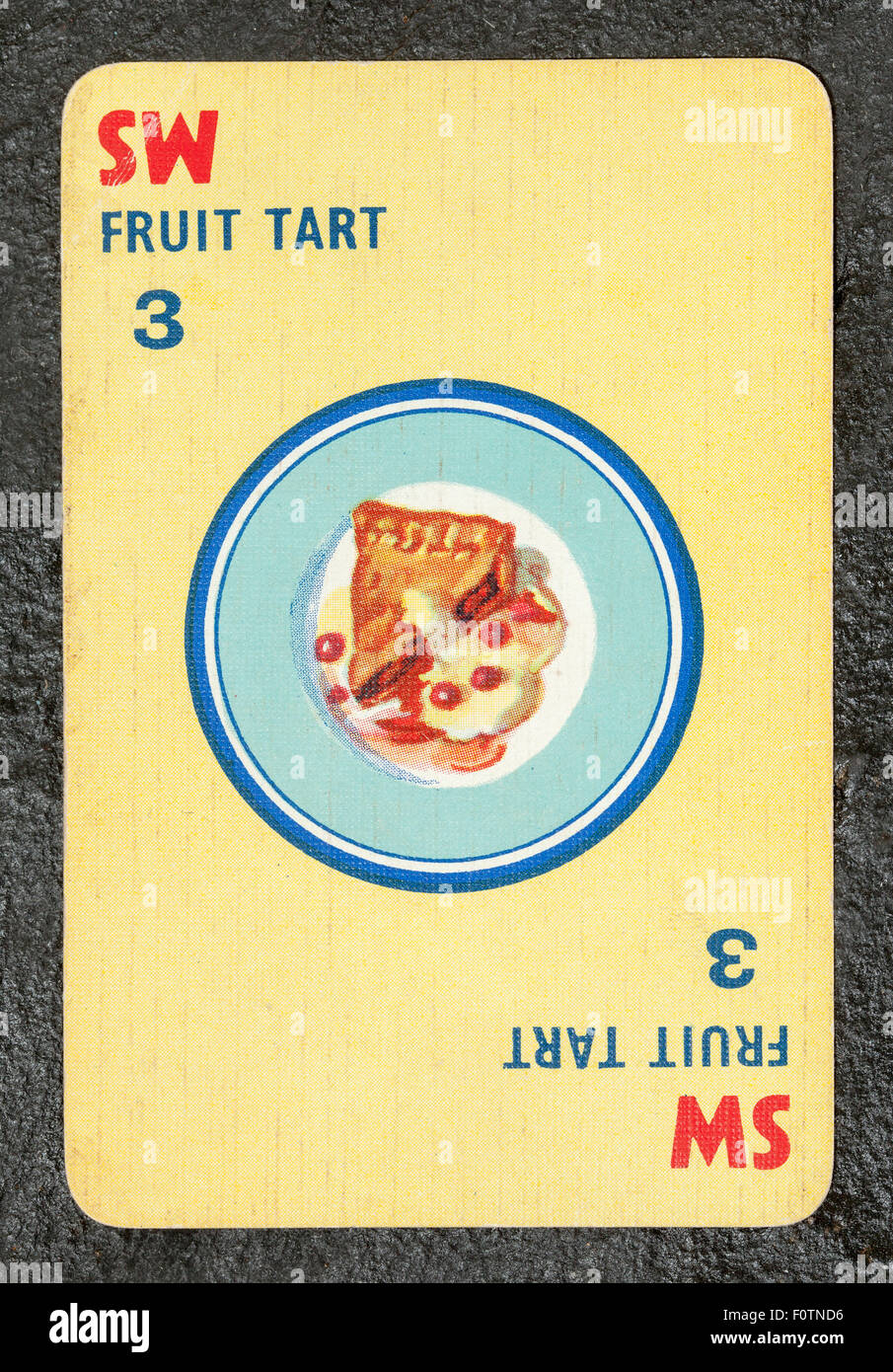 Fruit Tart Playing Card from a vintage pack of Menuette Stock Photo - Alamy