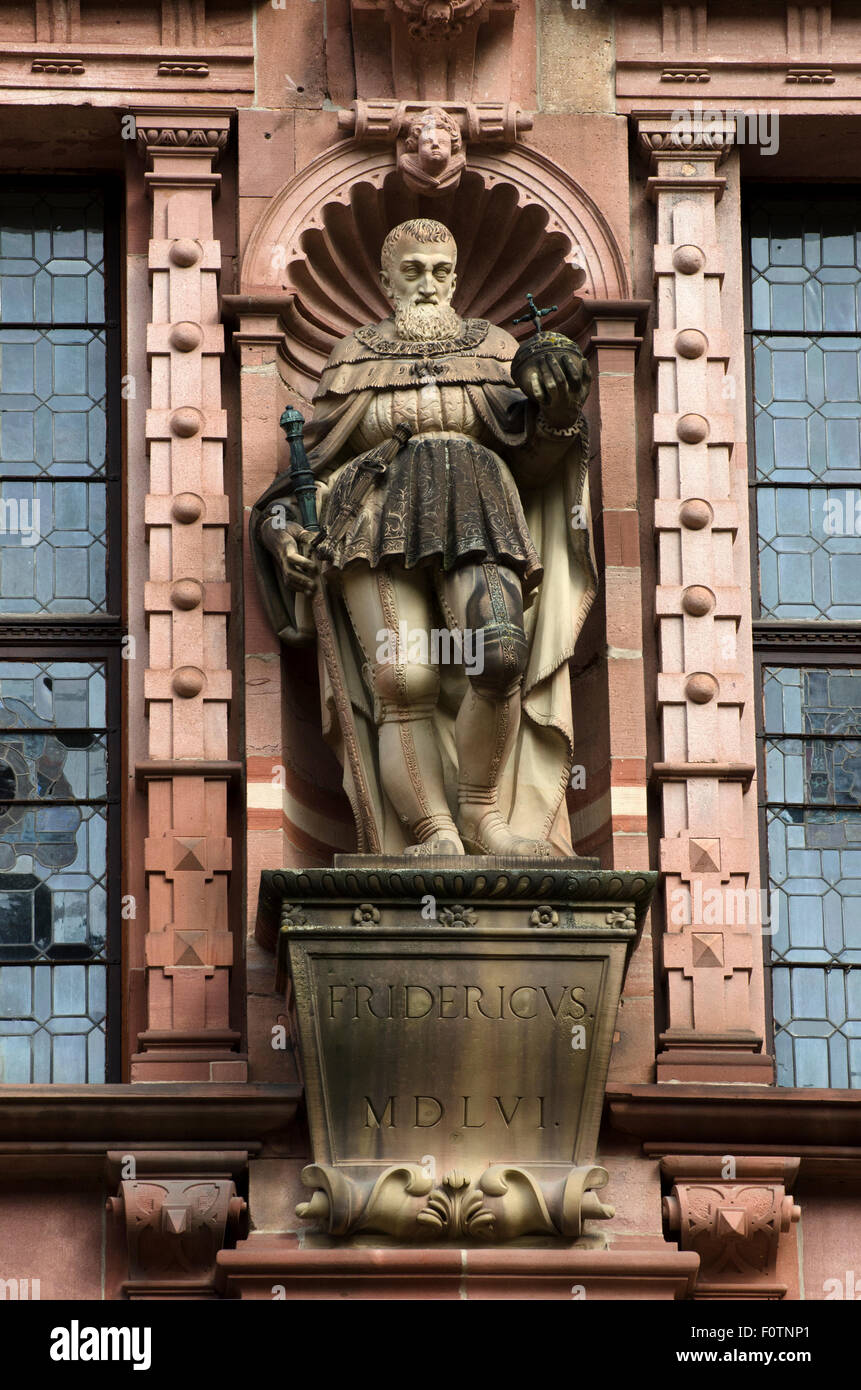 heidelberg castle friedrich building frederick V statue germany Stock ...