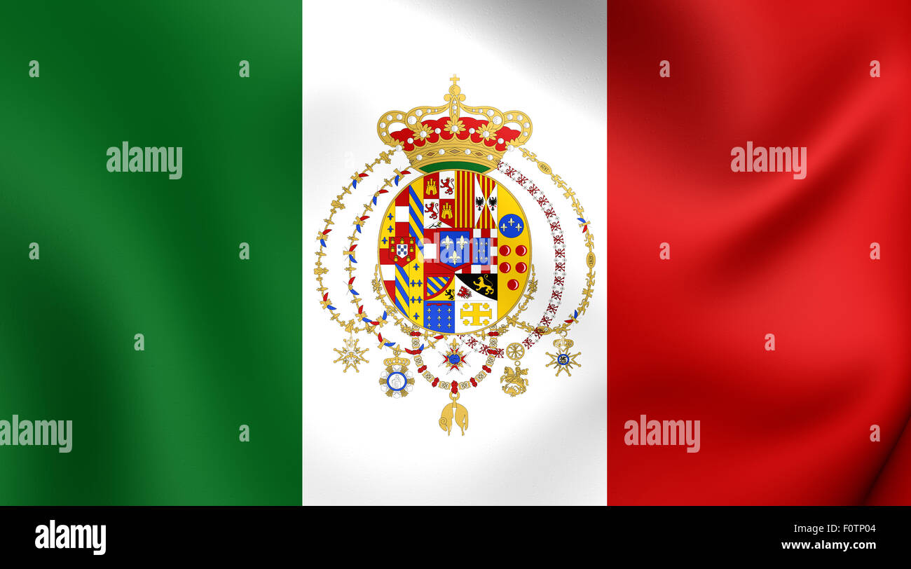 Kingdom of the Two Sicilies 3D Flag. Close Up Stock Photo - Alamy
