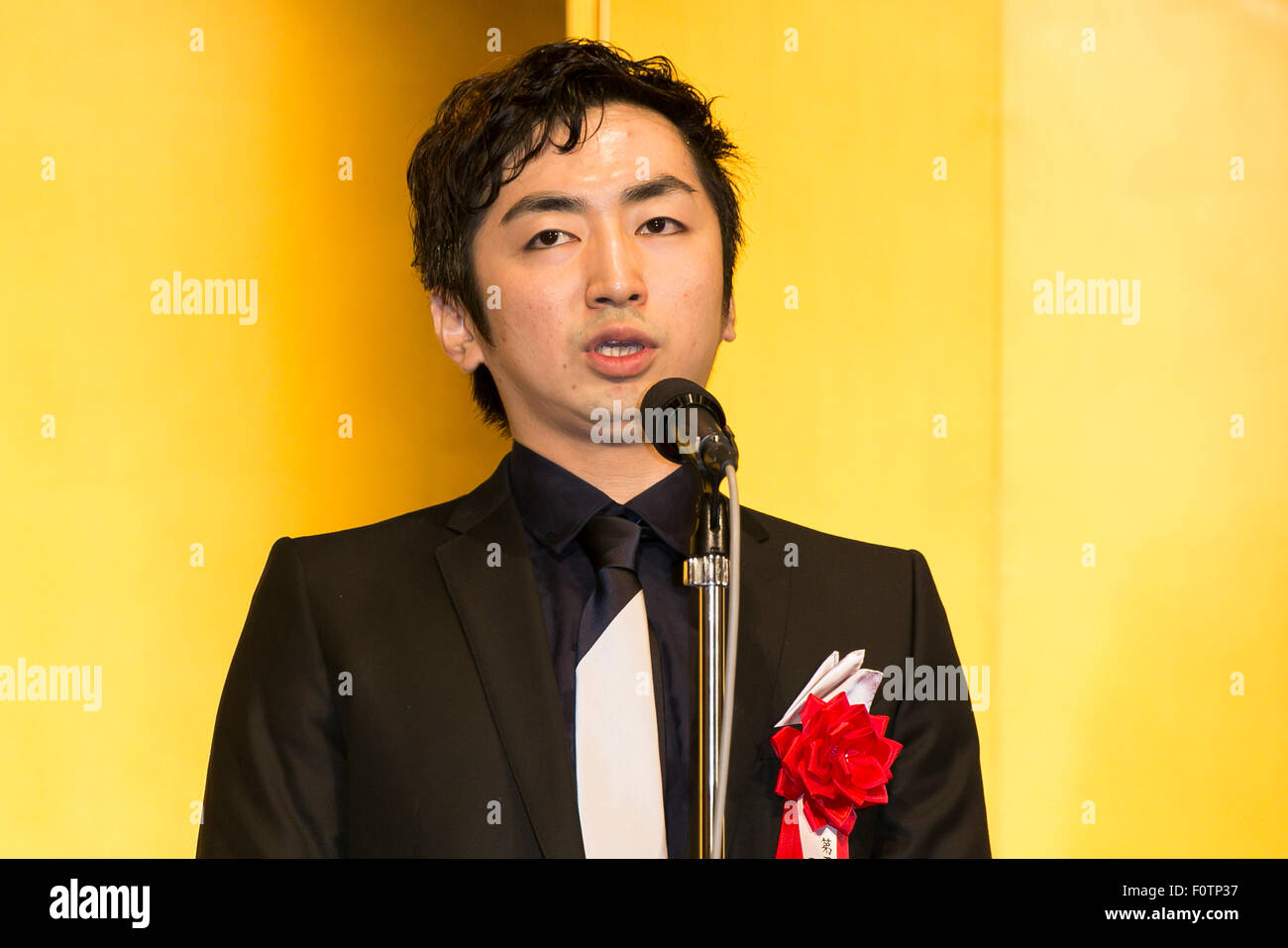 Tokyo, Japan. 21 Aug, 2015. Author Keisuke Hada speaks during The 153rd ...