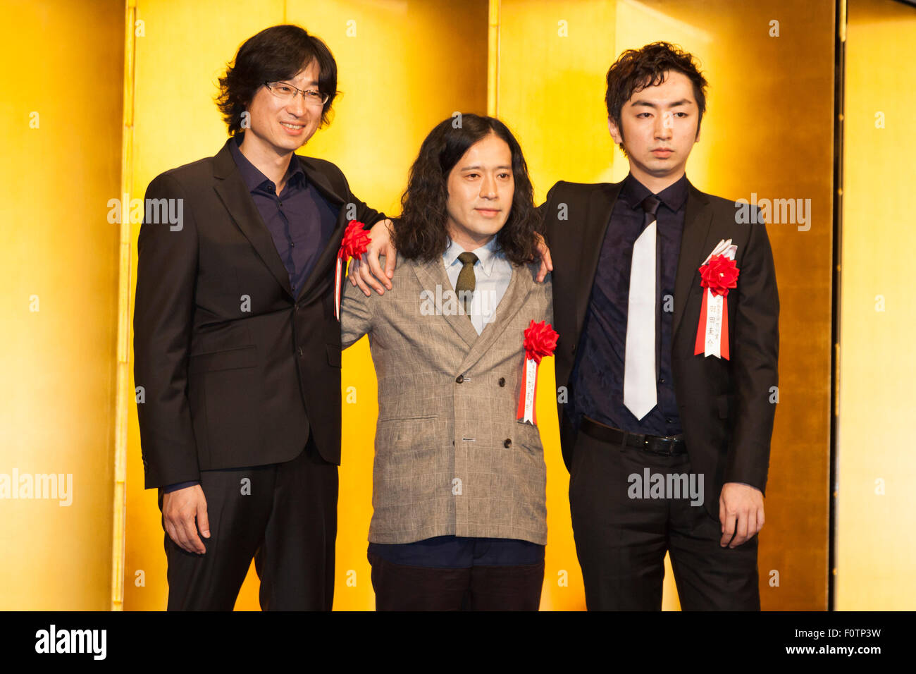Tokyo, Japan. 21 Aug, 2015. (L to R) Authors Akira Hiashiyama, Naoki ...