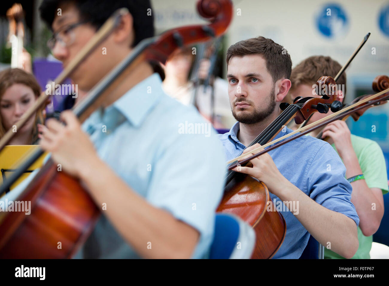 Cellist playing with the Norfolk County Youth Orchestra at a concert in ...