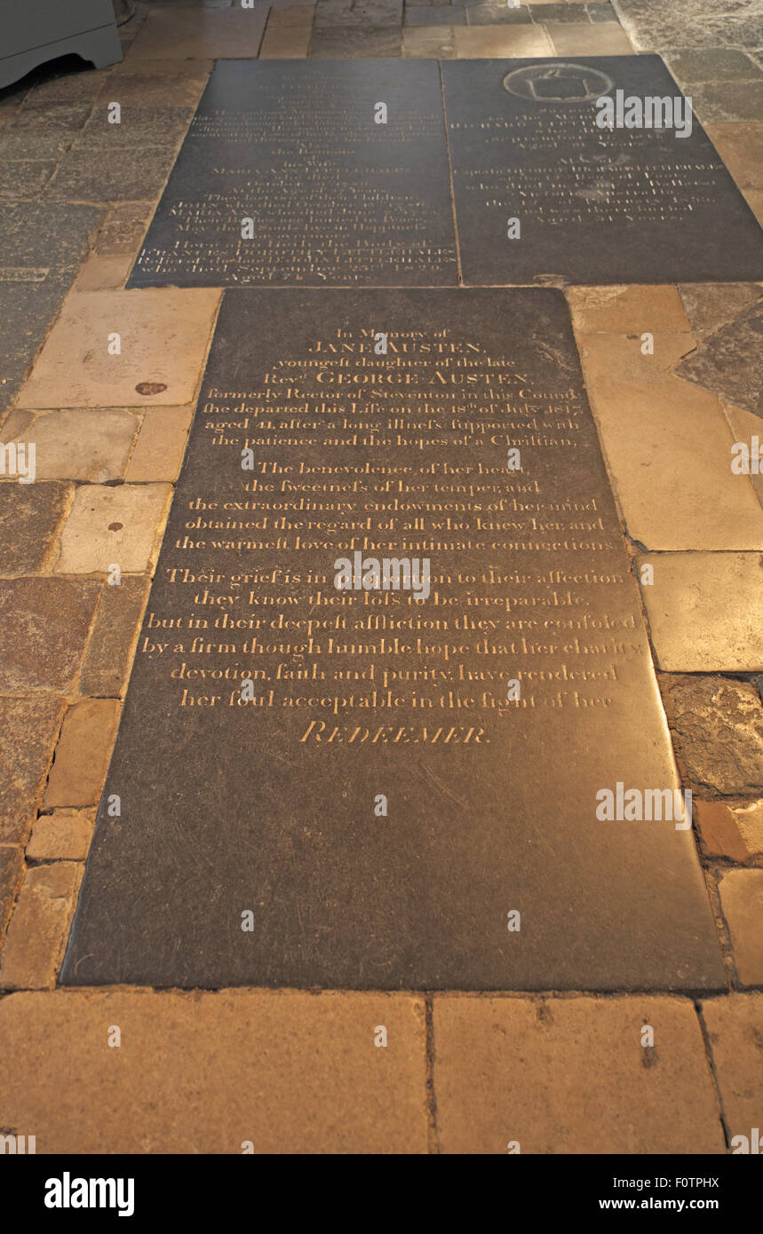 Grave stone of Jane Austin, Winchester Cathedral, Winchester, Hampshire ...