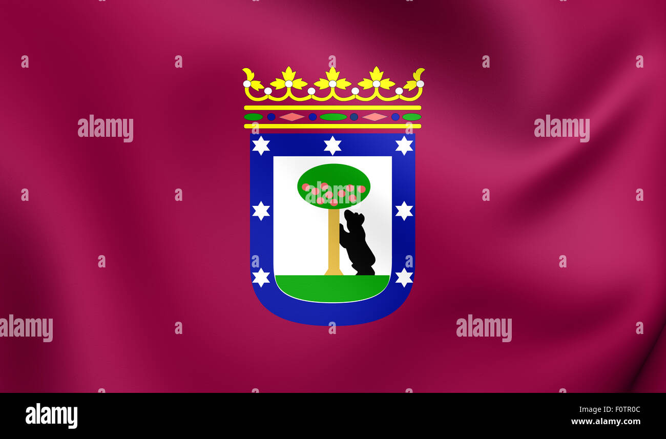 3D Flag of the Madrid, Spain. Close Up Stock Photo - Alamy