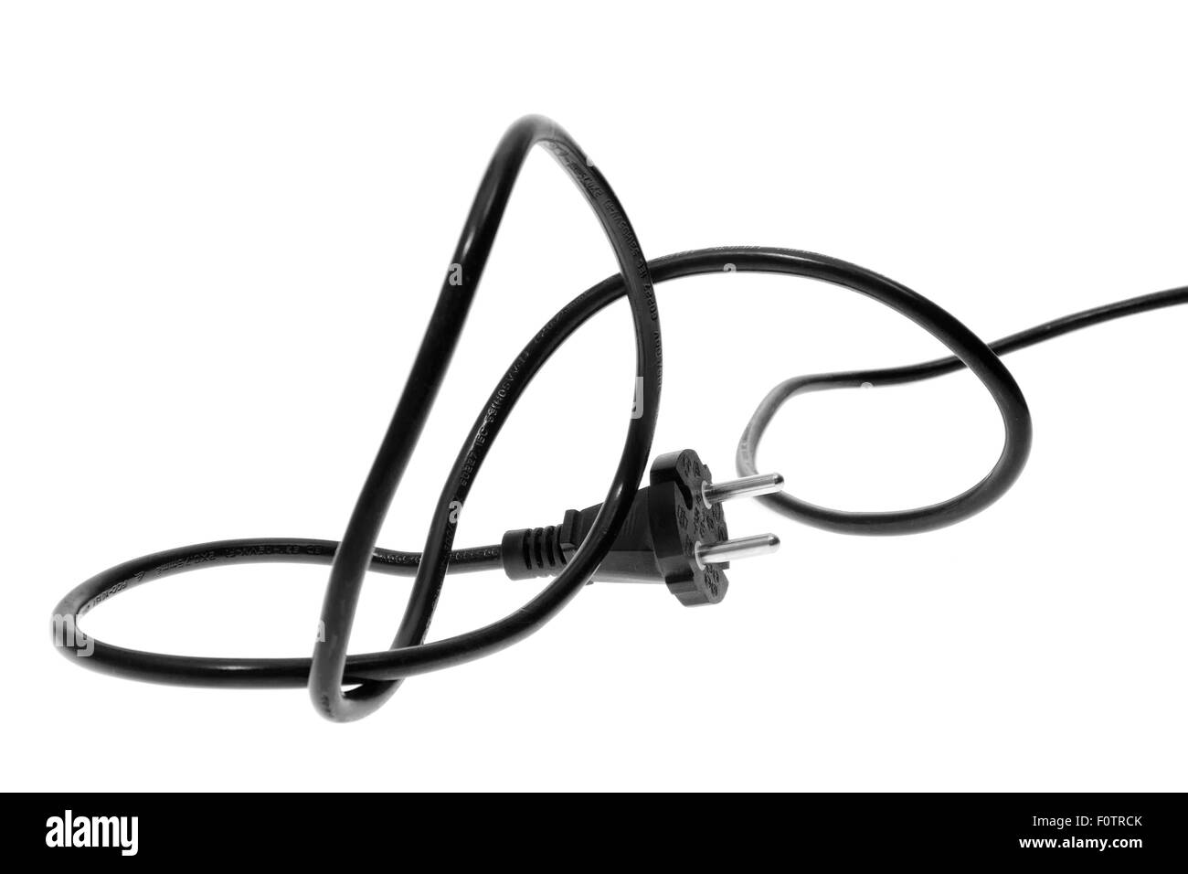 Electric wire cable 220 V. Isolated on White Background Stock Photo - Alamy