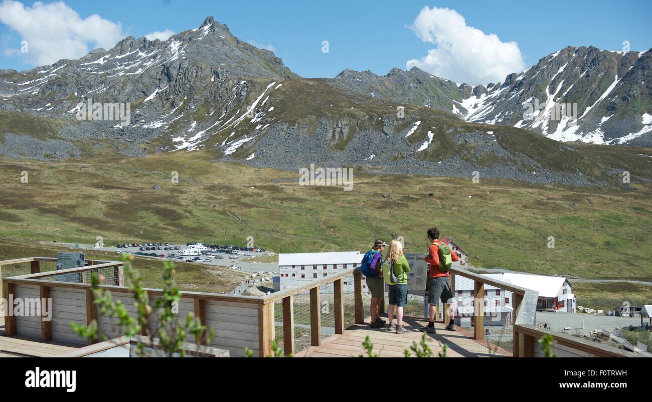 hikers exploring, Hatcher Pass, Matanuska Valley, Palmer, Alaska, USA ...