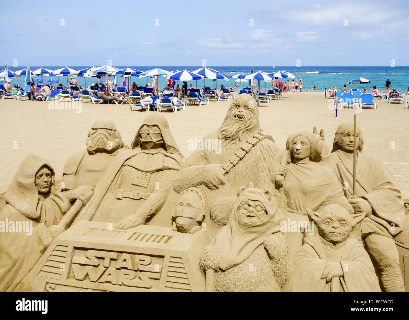 Star Wars sand sculpture on beach in Spain Stock Photo - Alamy