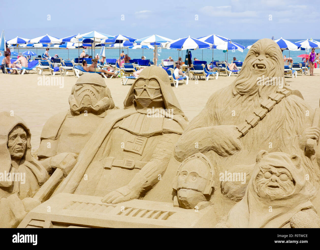 Star Wars sand sculpture on beach in Spain Stock Photo - Alamy