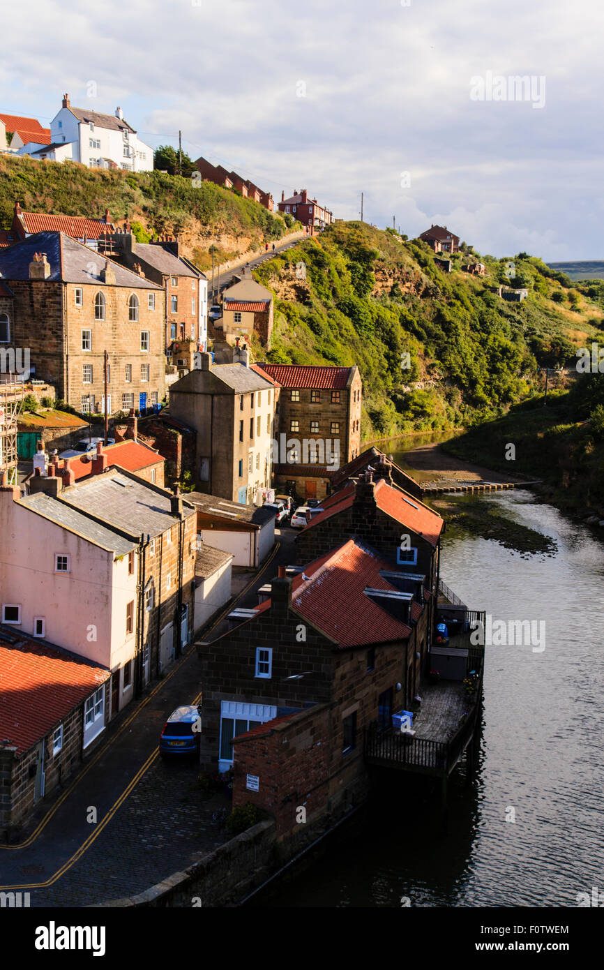 A bright sunny day in the village of Staithes North Yorkshire Stock ...
