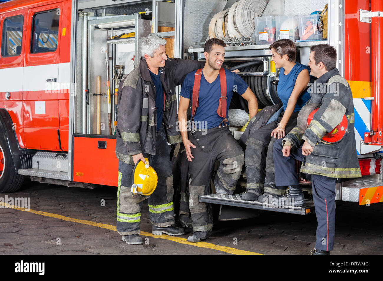 Firetruck crew hi-res stock photography and images - Alamy