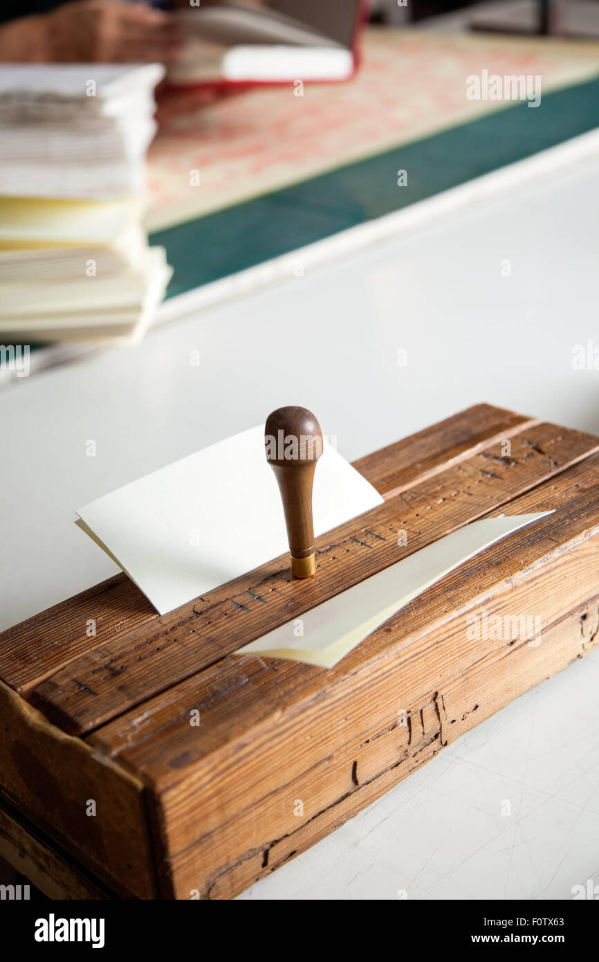 Wooden Holing Machine On Table Stock Photo - Alamy