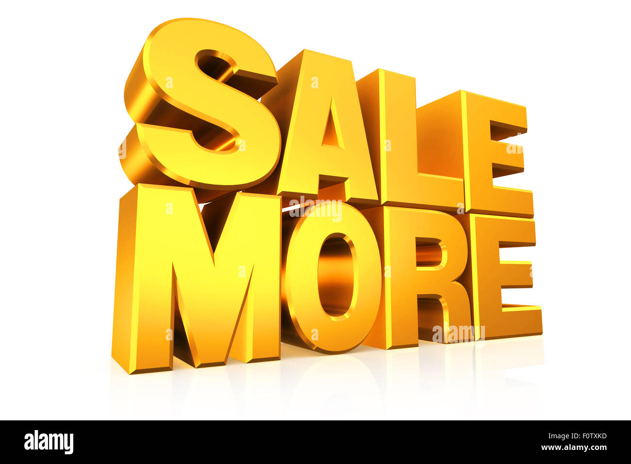 3D gold text sale more on white background with reflection Stock Photo ...