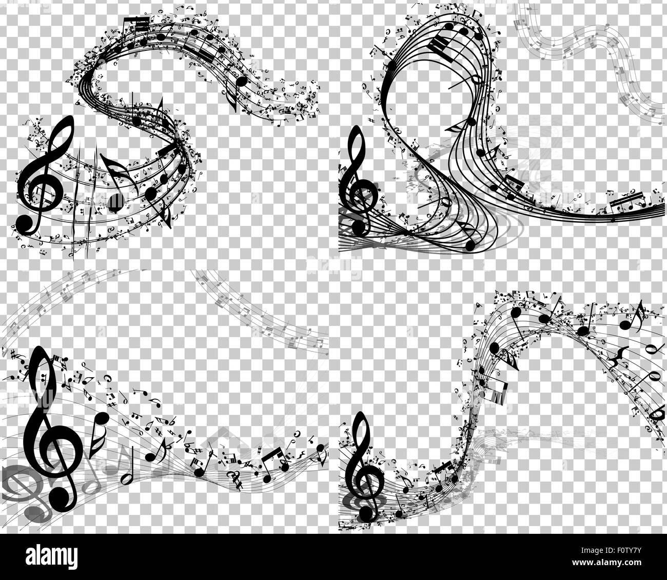 Set of 4 Musical Backgrounds With Transparent Backgrounds Stock Vector ...