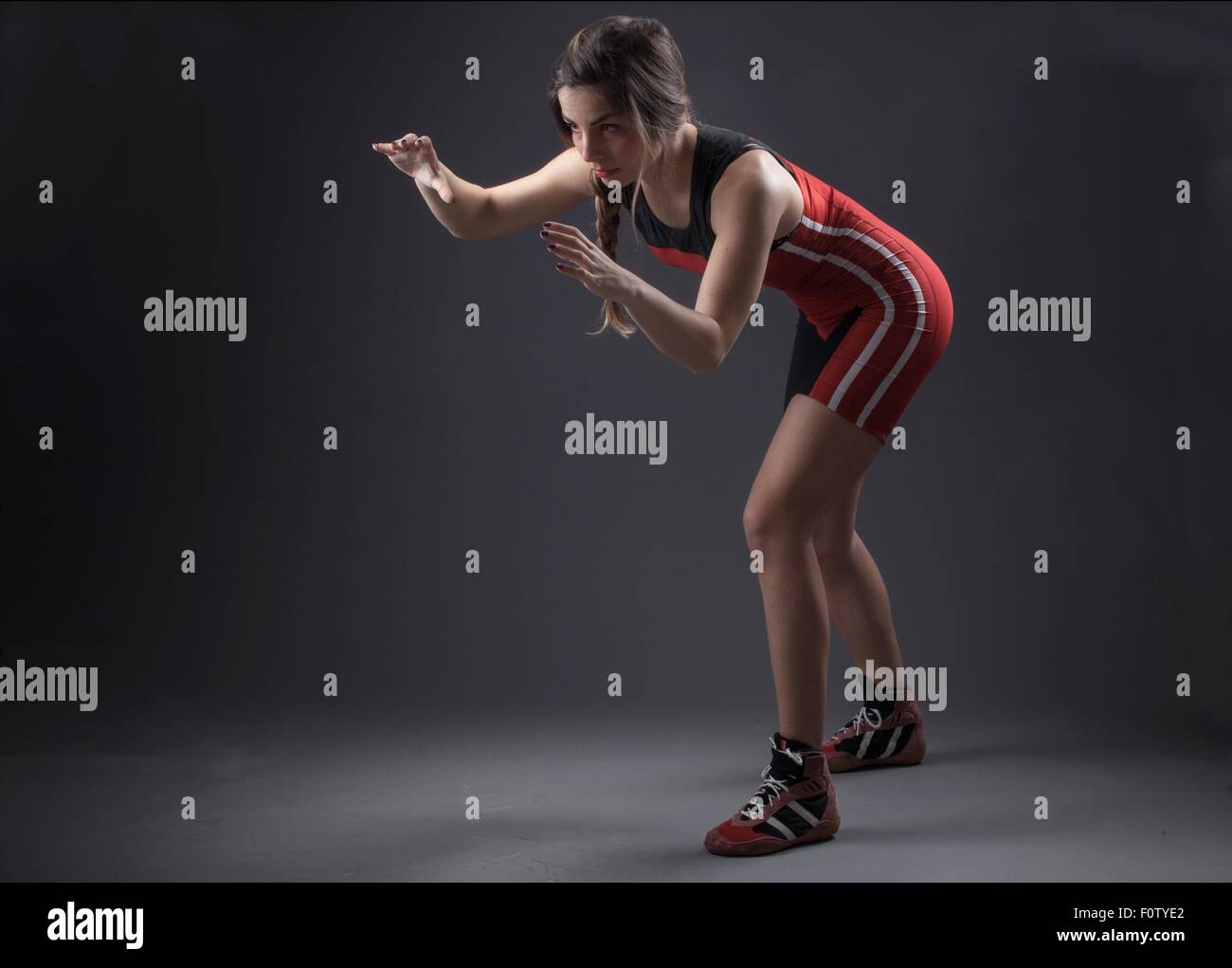 Portrait of a female wrestler Stock Photo - Alamy