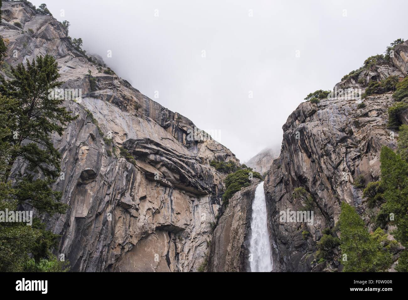 Low angle view of waterfall, Yosemite National Park, California, USA ...