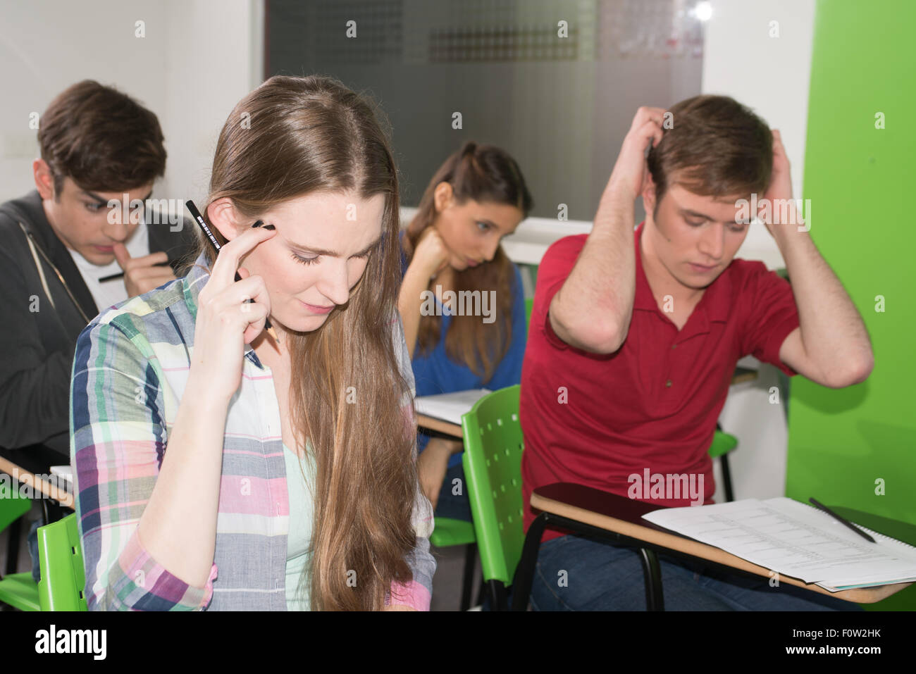 Students learning at college Stock Photo - Alamy