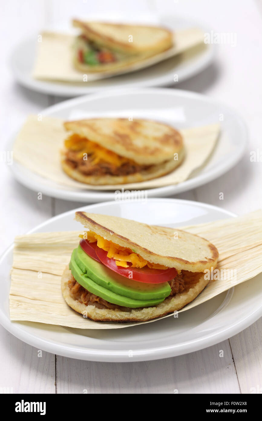 arepas, venezuelan colombian corn bread sandwich Stock Photo - Alamy