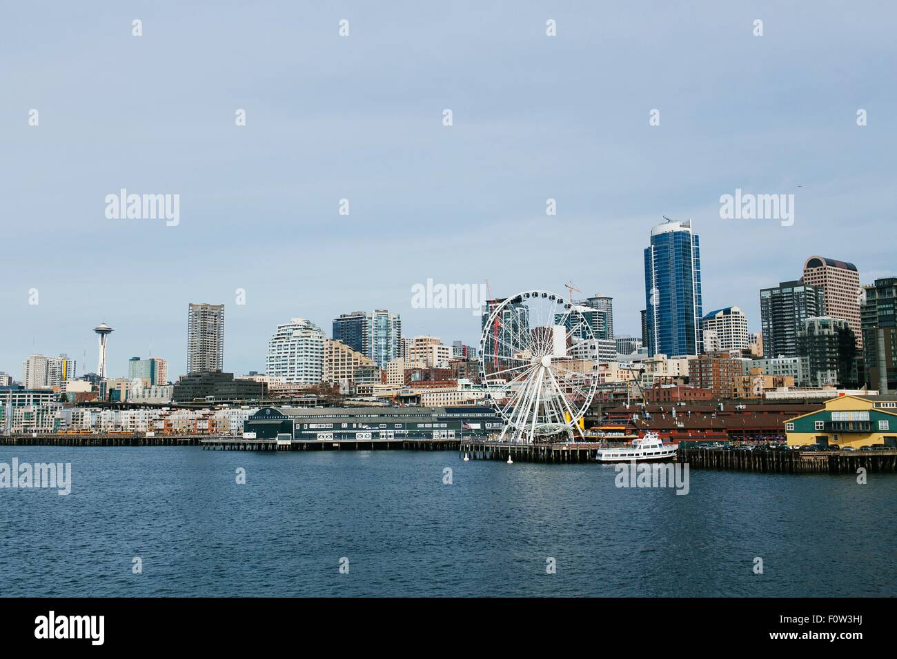 Seattle cityscape from Puget Sound, Washington State, USA Stock Photo ...