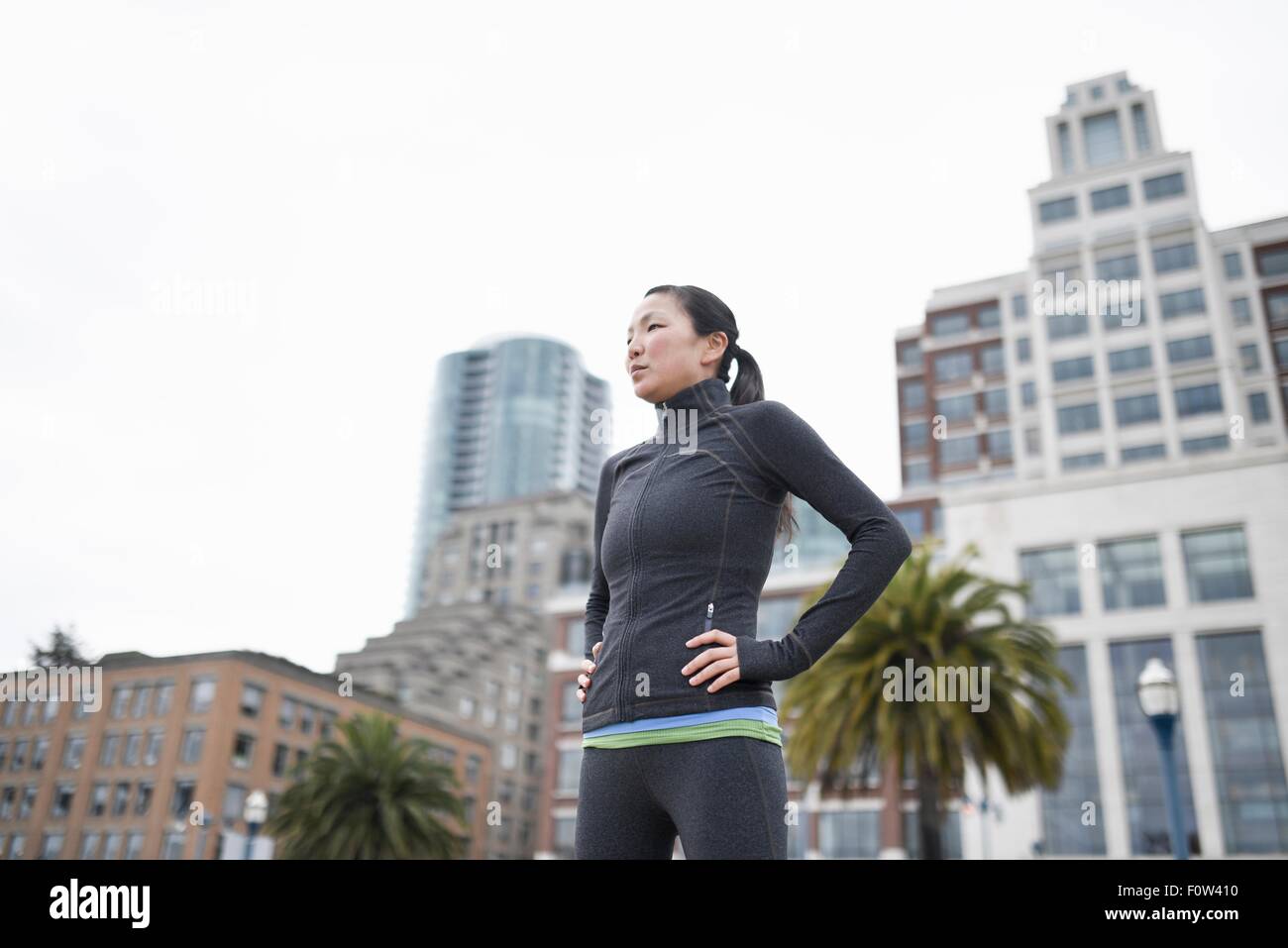 Female runner taking break, San Francisco, California Stock Photo - Alamy