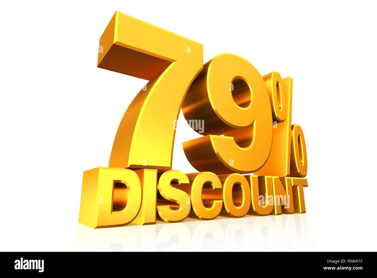 3D render gold text 79 percent discount on white background with ...