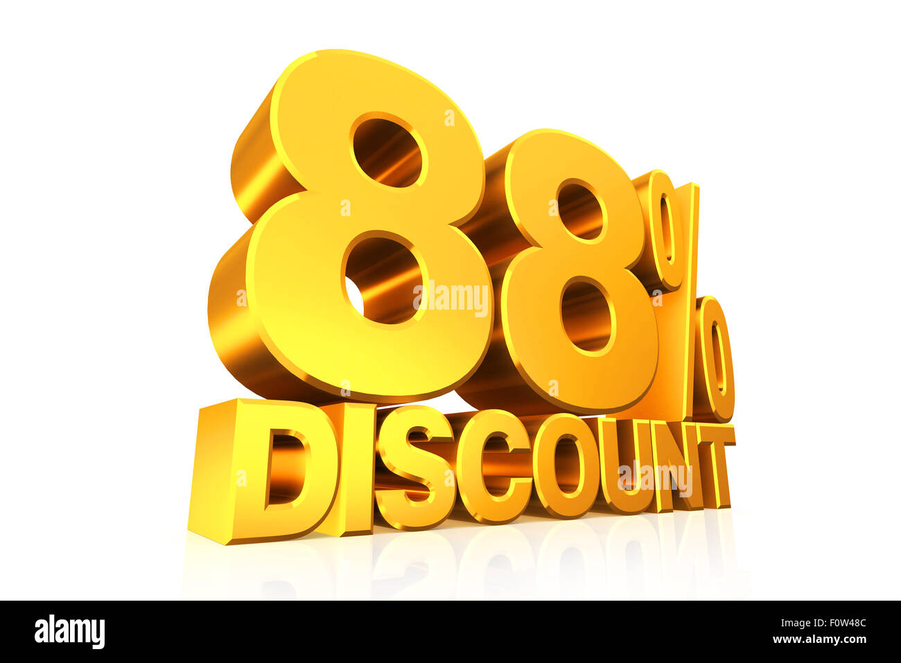 3D render gold text 88 percent discount on white background with ...